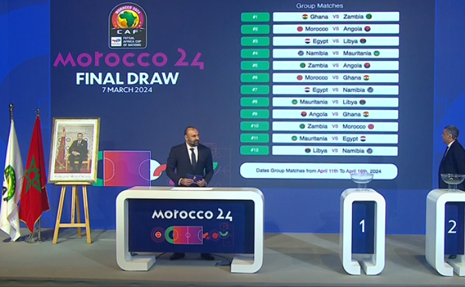 قرعة كأس أمم إفريقيا لكرة القدم داخل القاعة المغرب 2024 المنتخب